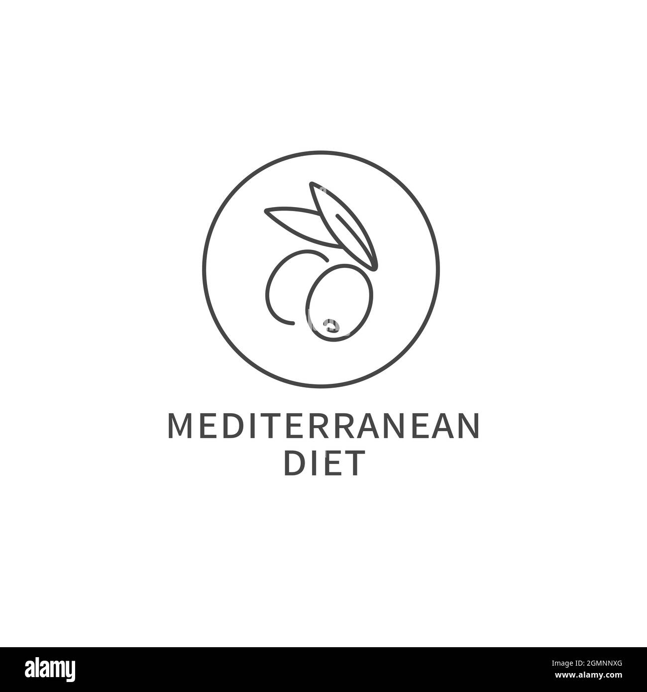 Vector line logo, badge or icon - mediterranean diet. Symbol of healthy ...