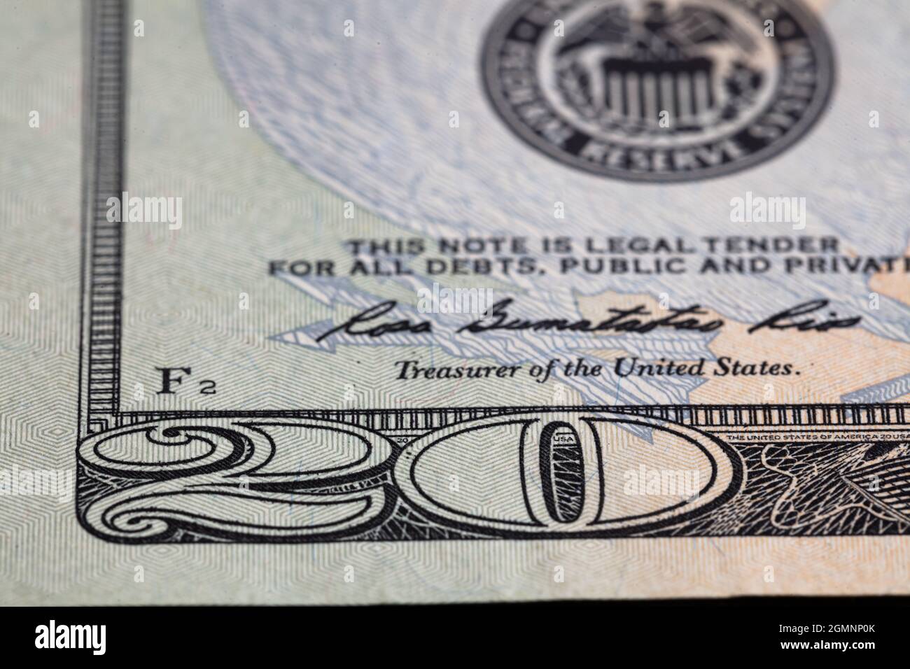 Closeup of front side of 20 dollar banknote Stock Photo - Alamy
