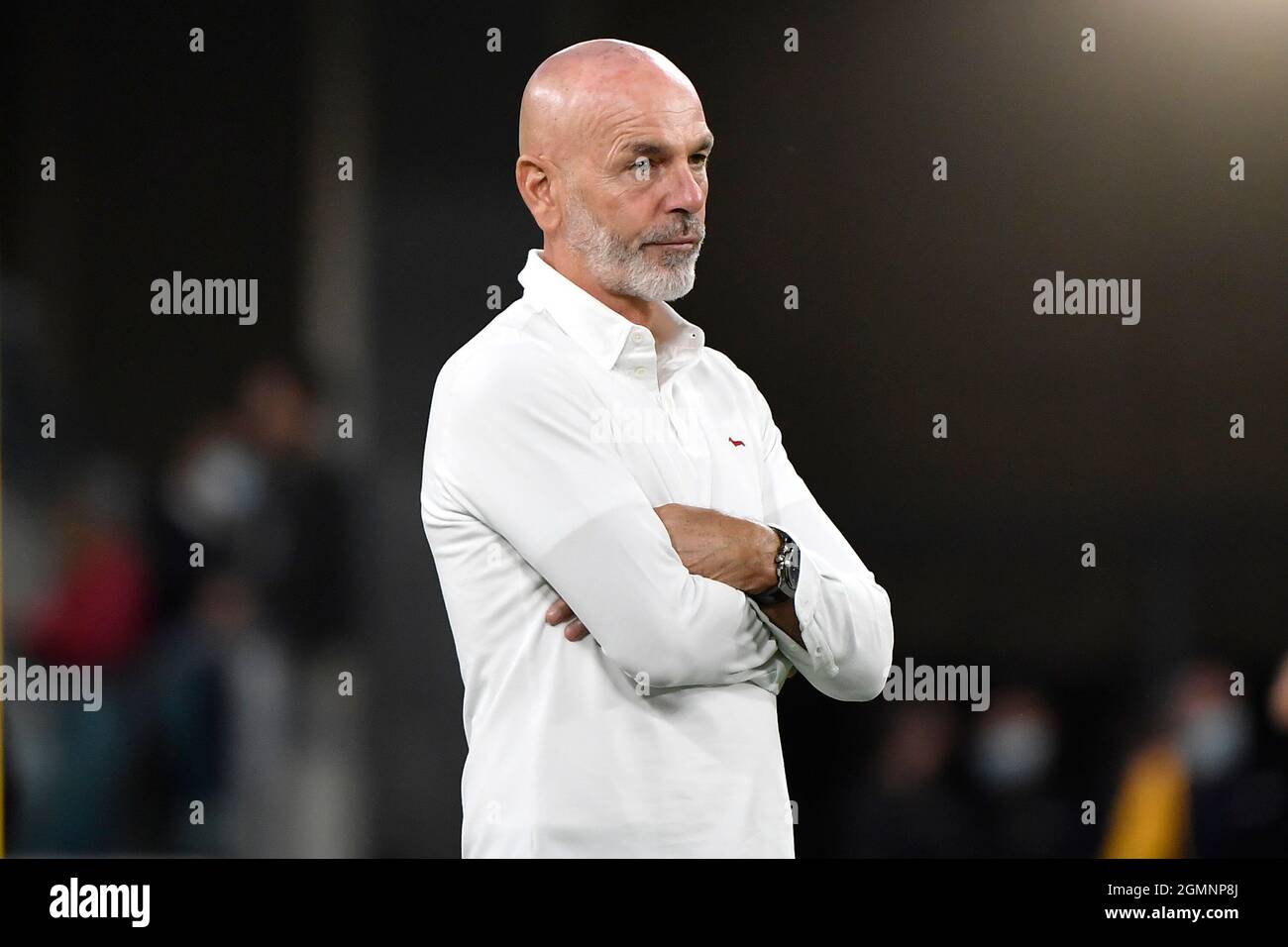 Stefano Pioli coach of AC Milan attends the warm up prior to the Serie ...