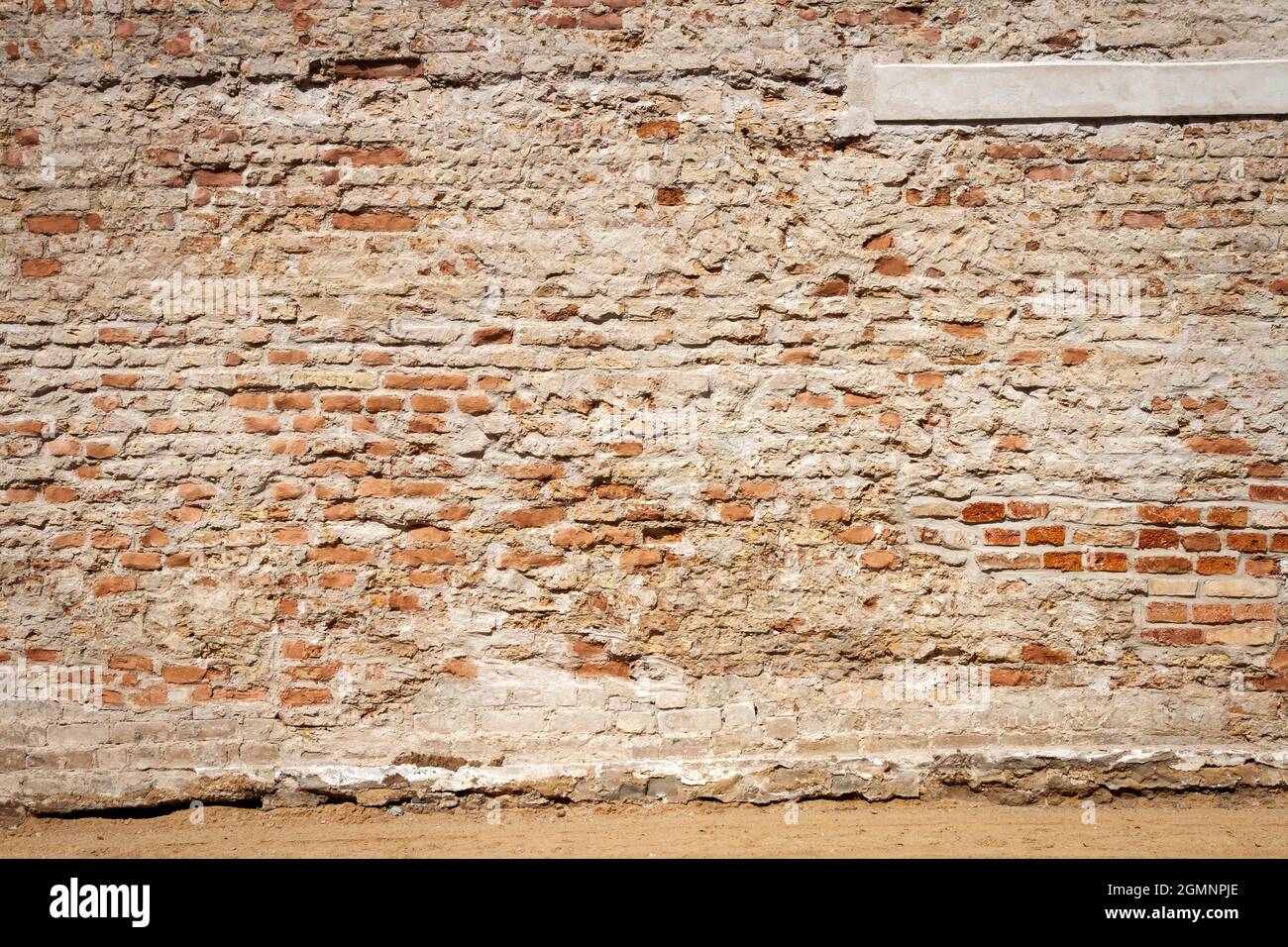 Old weathered wall of bricks and a sidewalk Stock Photo - Alamy