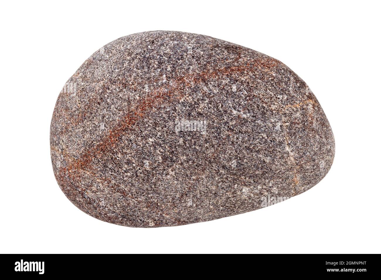 Top view of single black and red pebble isolated on white background ...