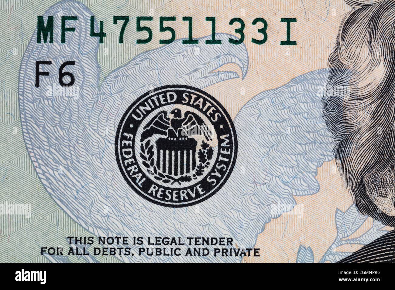Closeup of front side of 20 dollar banknote Stock Photo - Alamy