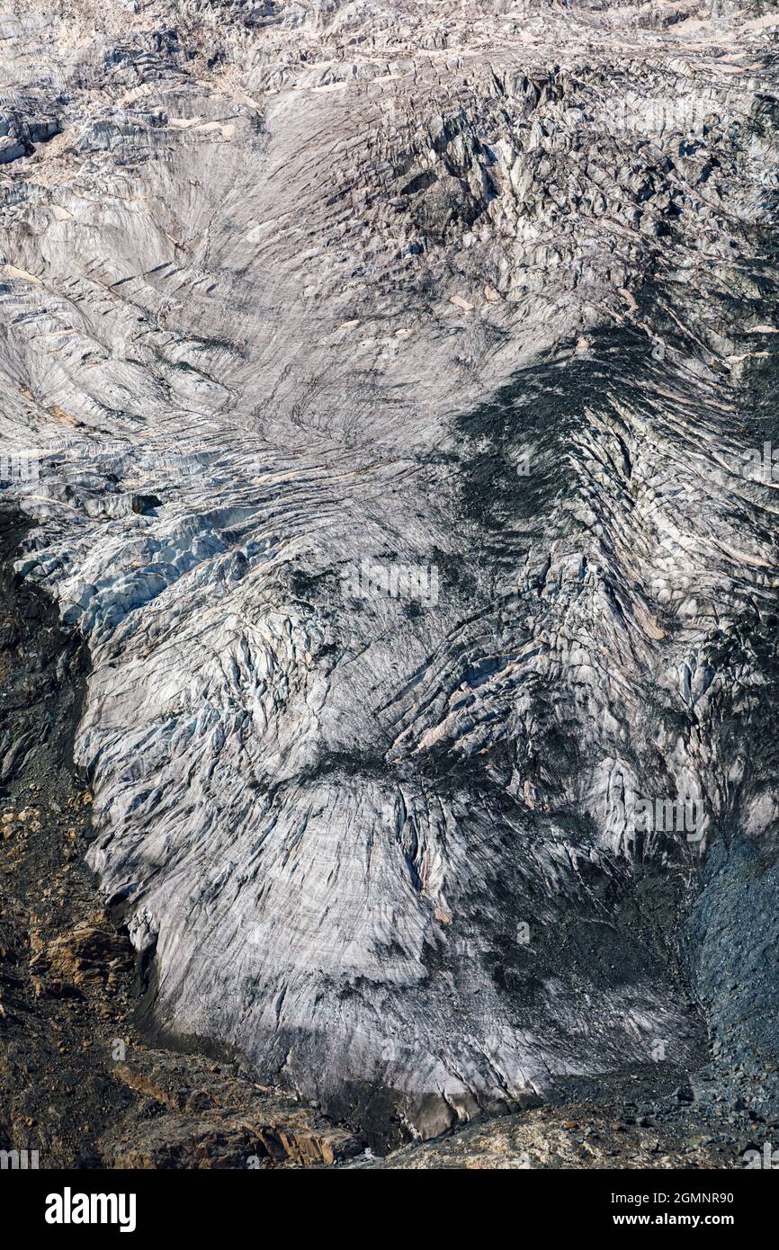 Icefall and terminal moraine at the Gorner Glacier seen from the ...