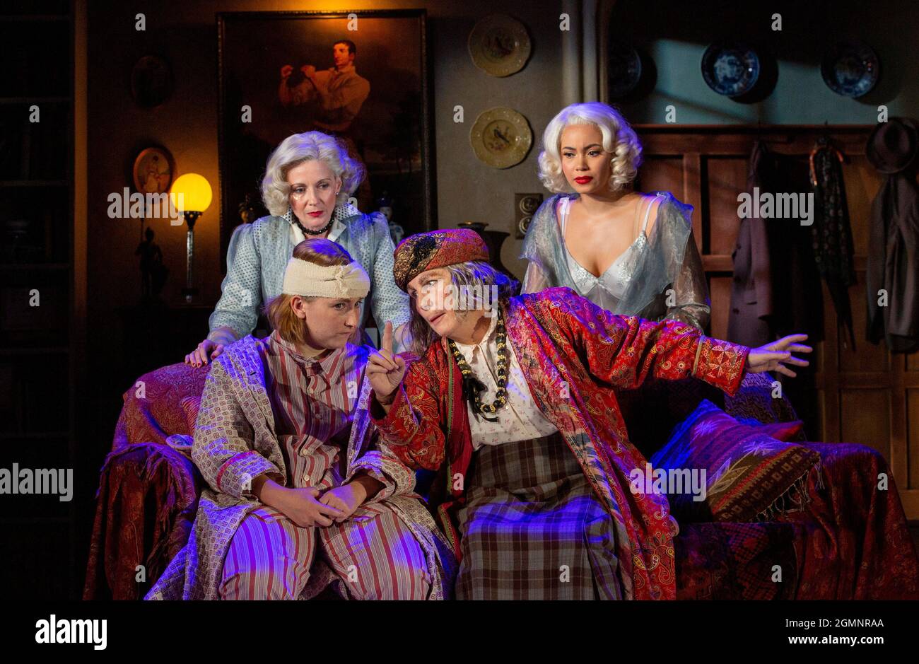 front, l-r: Rose Wardlaw (Edith), Jennifer Saunders (Madame Arcati ...