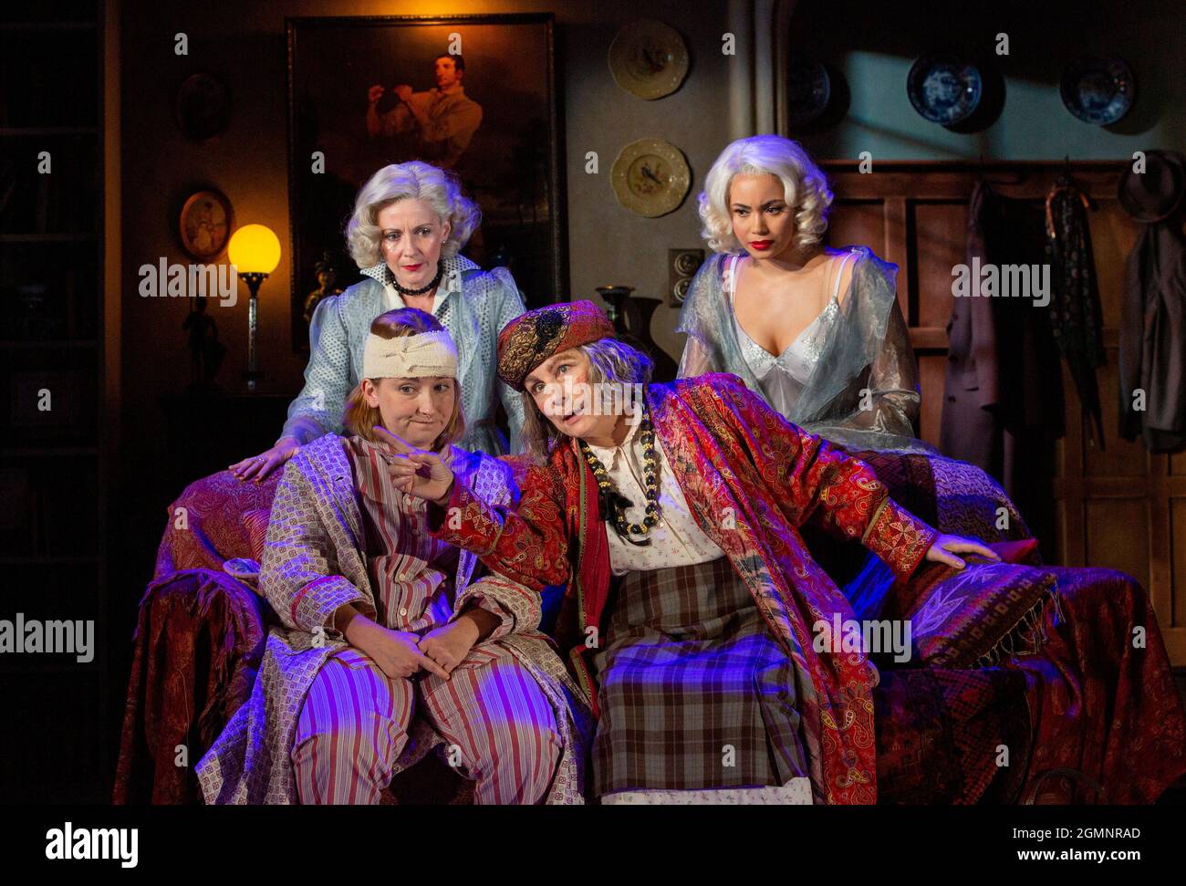 front, l-r: Rose Wardlaw (Edith), Jennifer Saunders (Madame Arcati ...