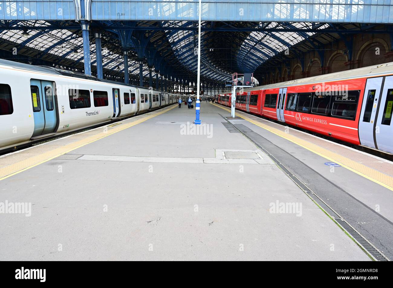 A class 386 and a class 700 electric trains at Brighton station Stock ...