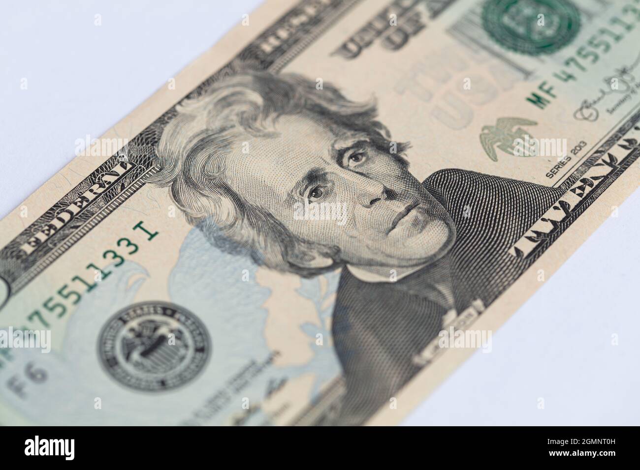 Closeup of front side of 20 dollar banknote Stock Photo - Alamy