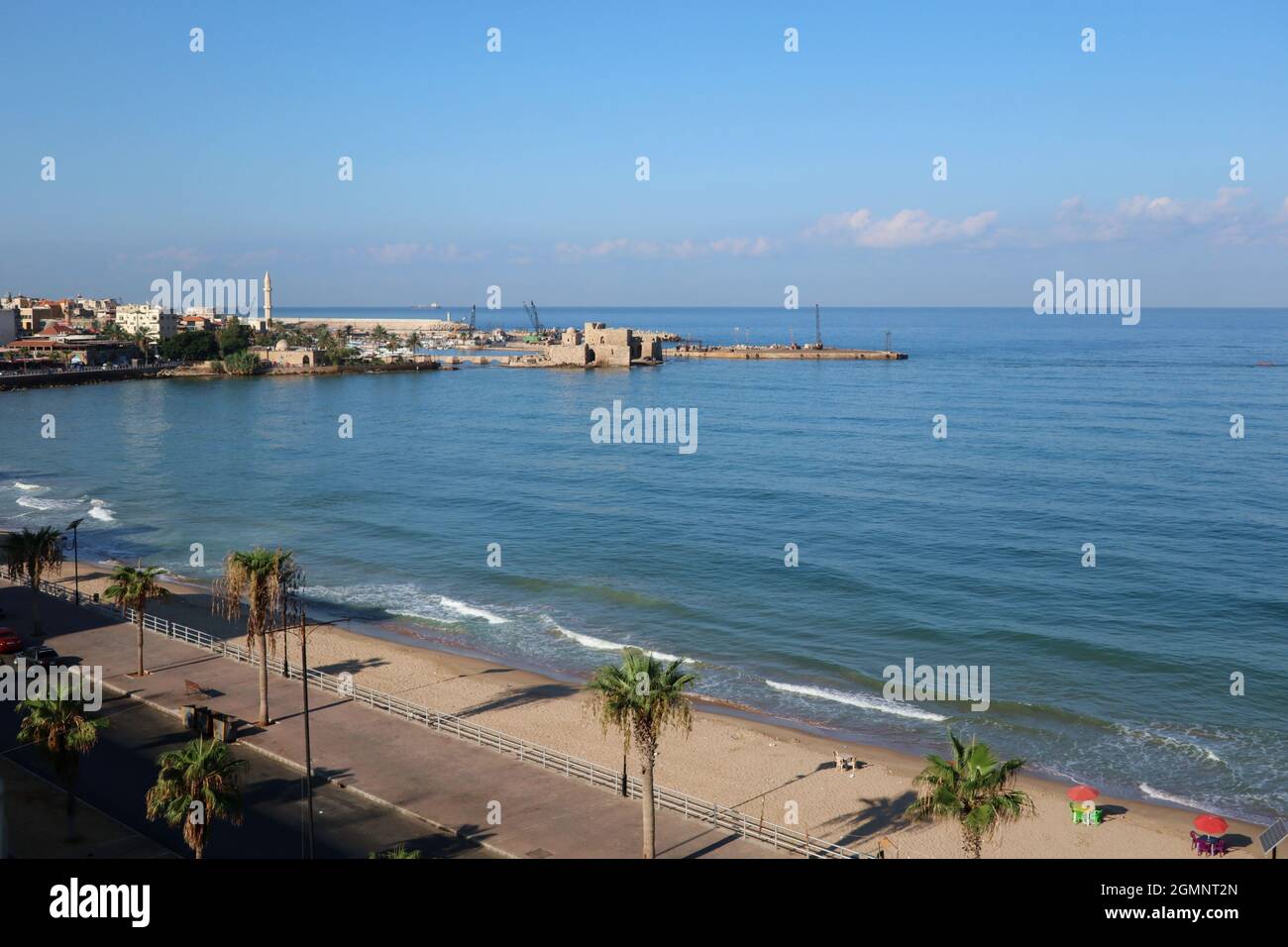 A view of Sea Promenade in Saida, Lebanon on September 18, 2021. Saida ...