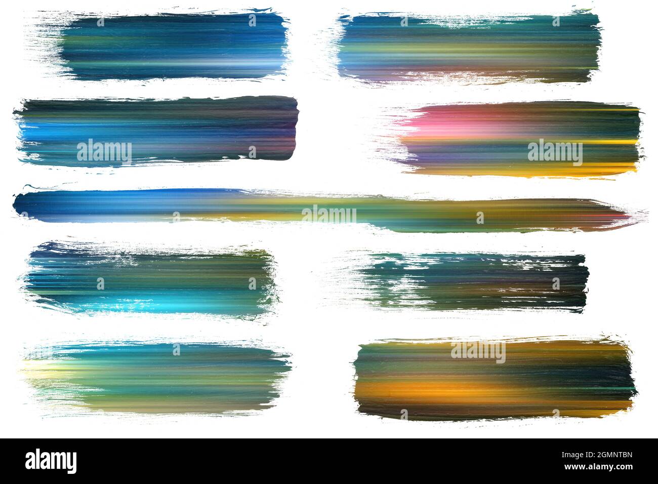 Set of colorful line brush stroke isolated on white background Stock ...