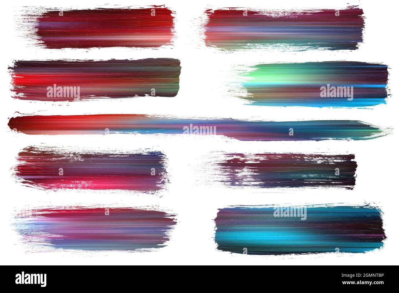 Set of colorful line brush stroke isolated on white background Stock ...