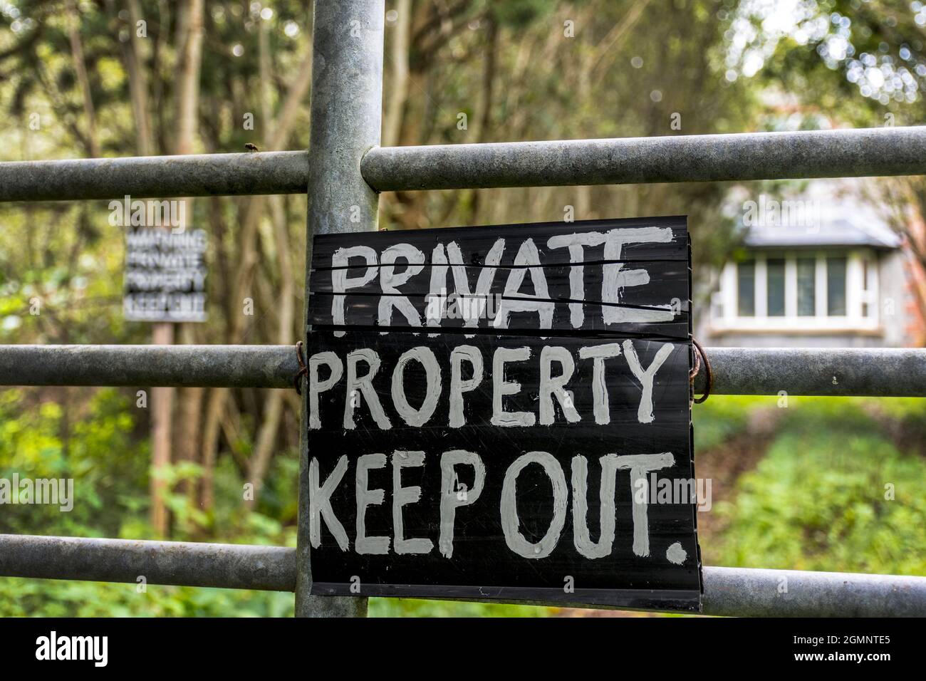Signpost, sign, signage, Private Property Keep Out, Ireland Stock Photo ...