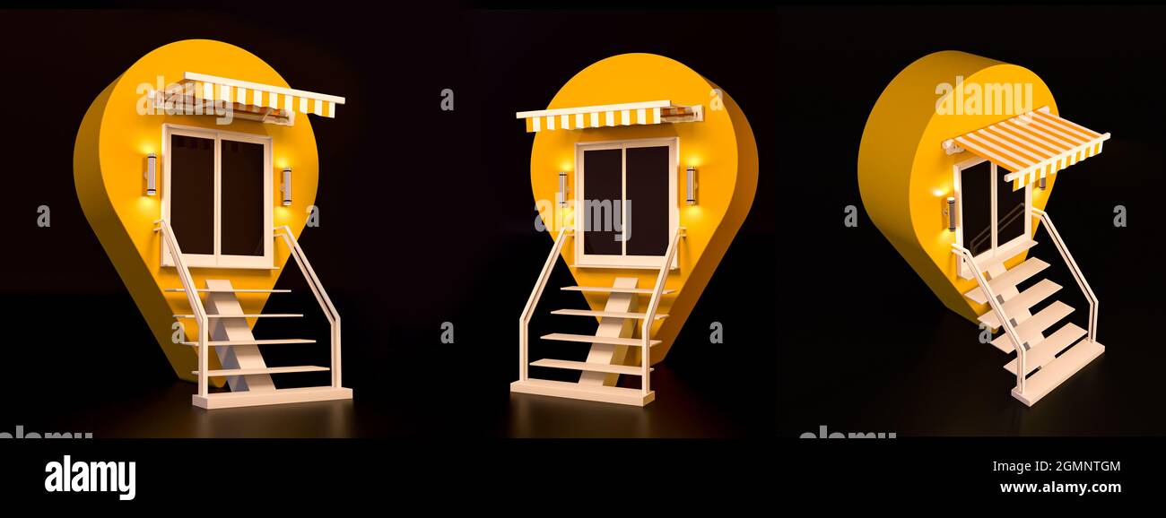 Night views New store location Creative Stock Photo - Alamy