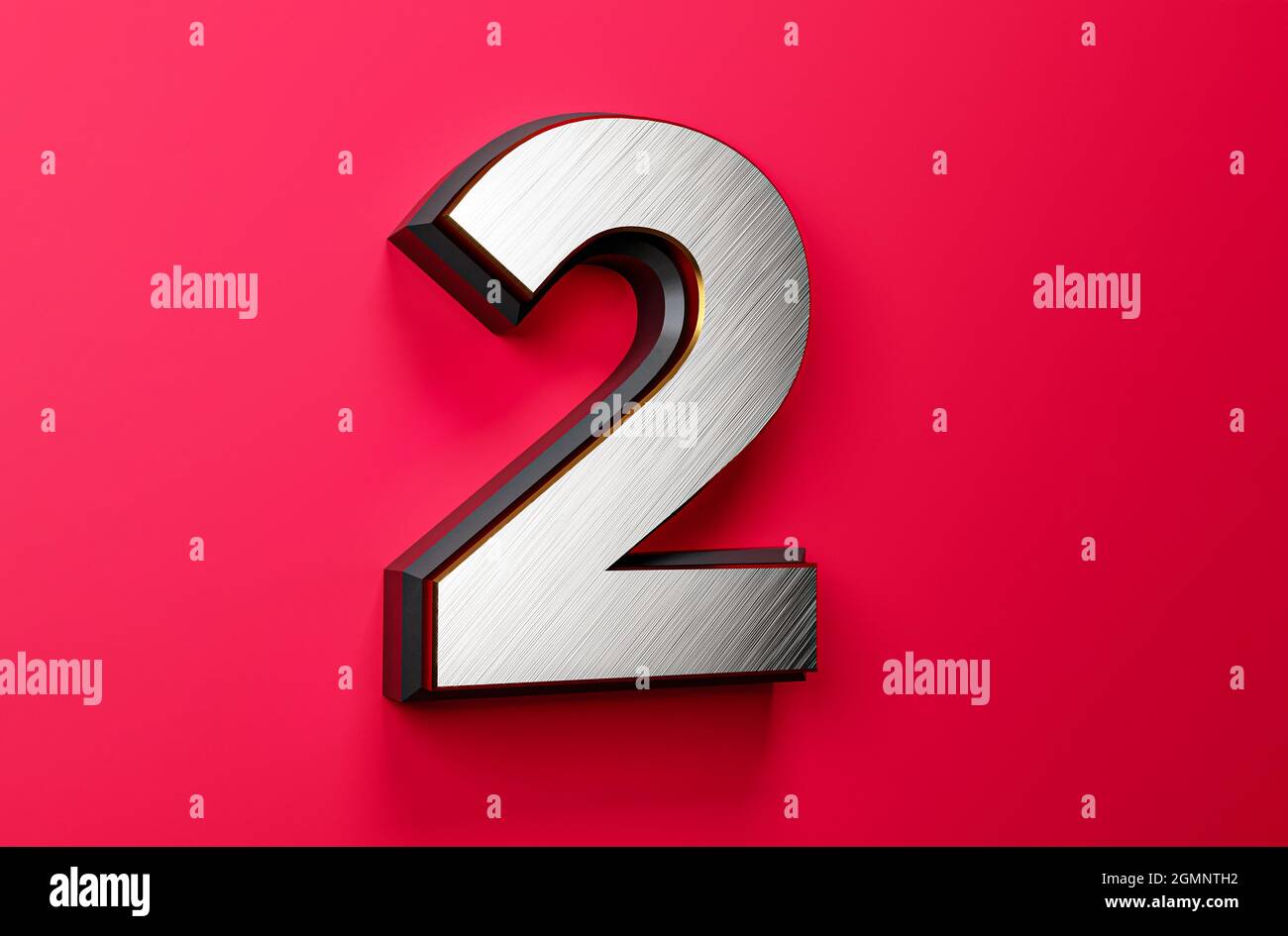 2 no digit white silver foil numbers Black border set on a red ...