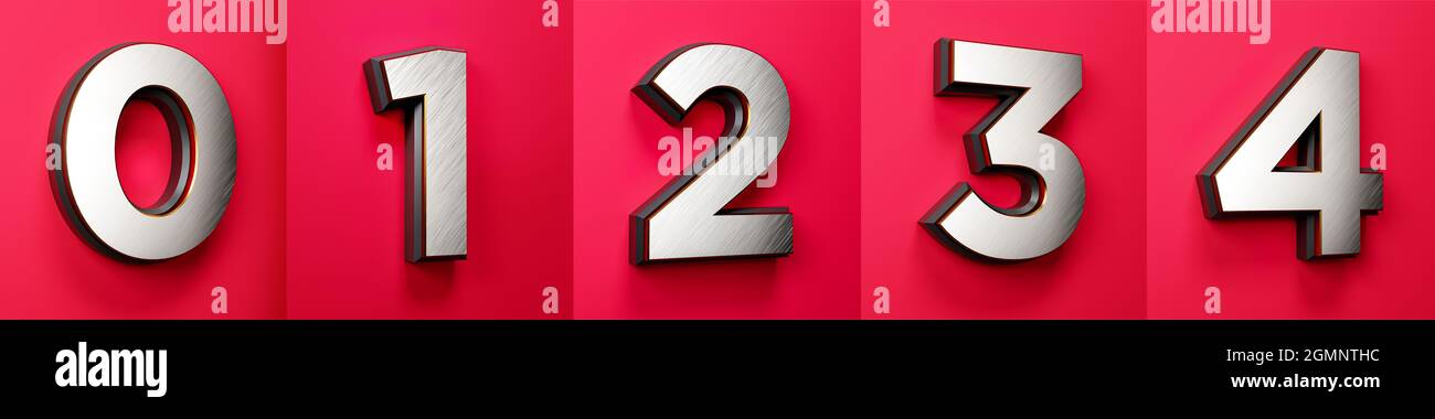 0, 1, 2, 3, 4, 5, 6, 7, 8, 9, white silver Stock Photo - Alamy