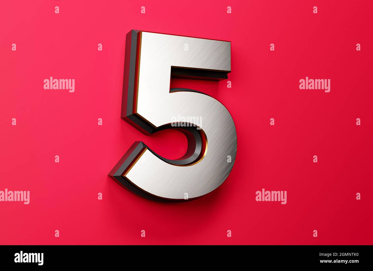 5no digit white silver foil numbers Black border set on a red ...