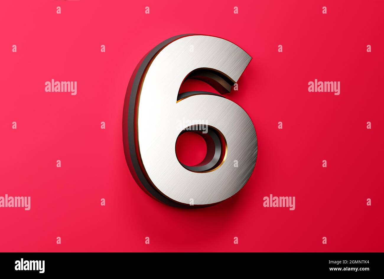 6 no digit white silver foil numbers Black border set on a red ...