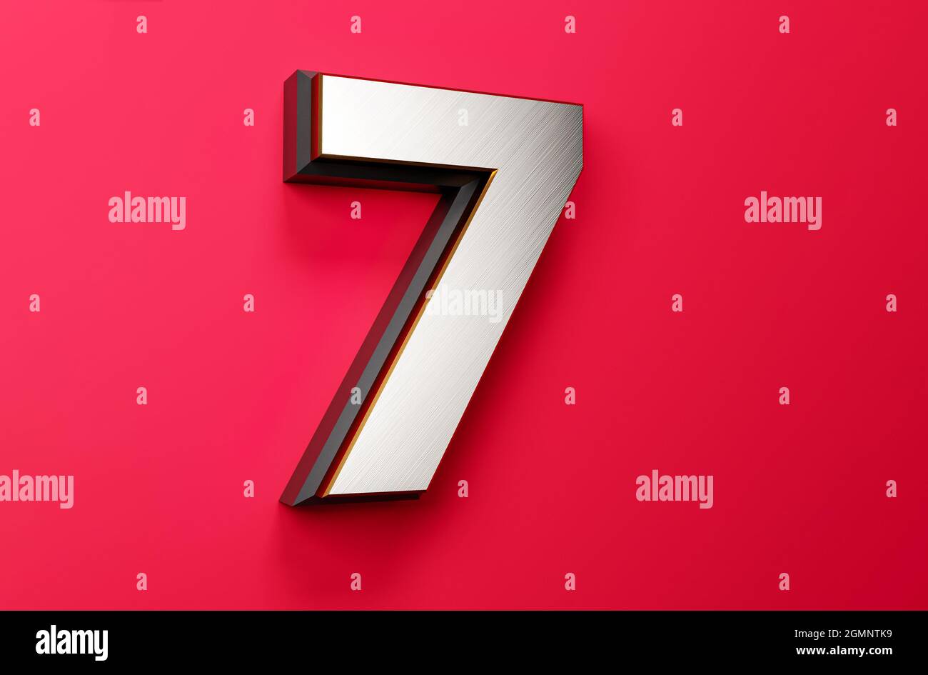 7 no digit white silver foil numbers Black border set on a red ...