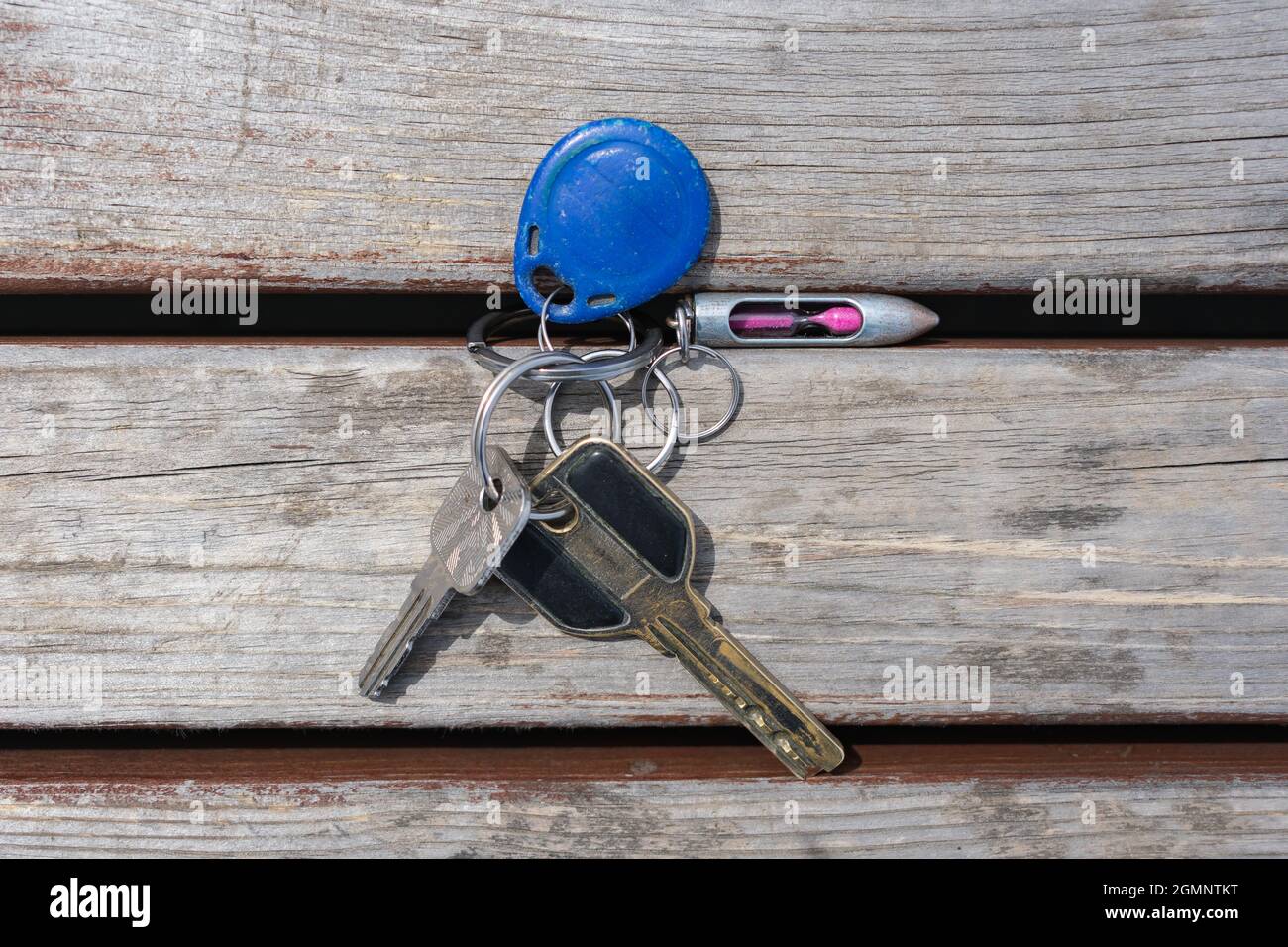 Regular bunch of keys with a key fob for unlocking the doors of the ...