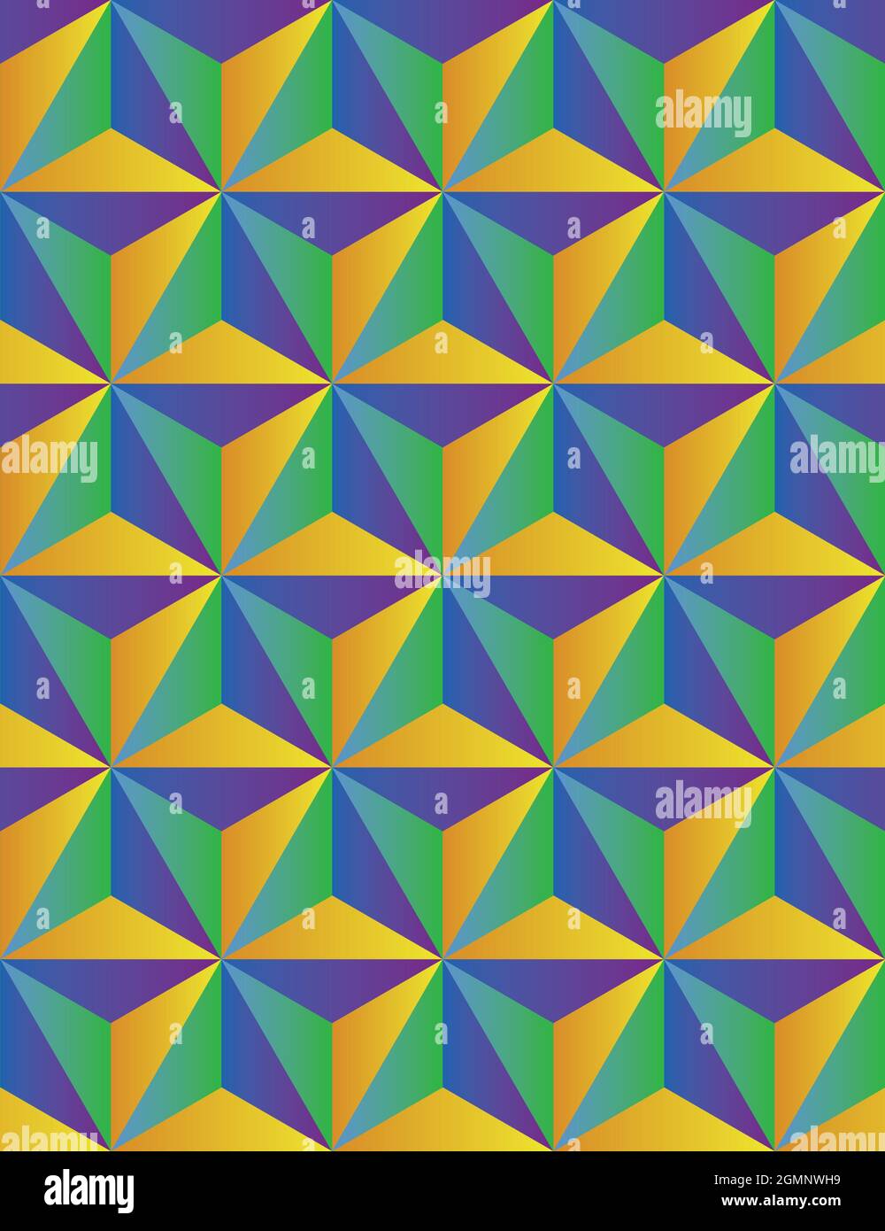 Seamless tile pattern with blue green and orange gradient triangular ...