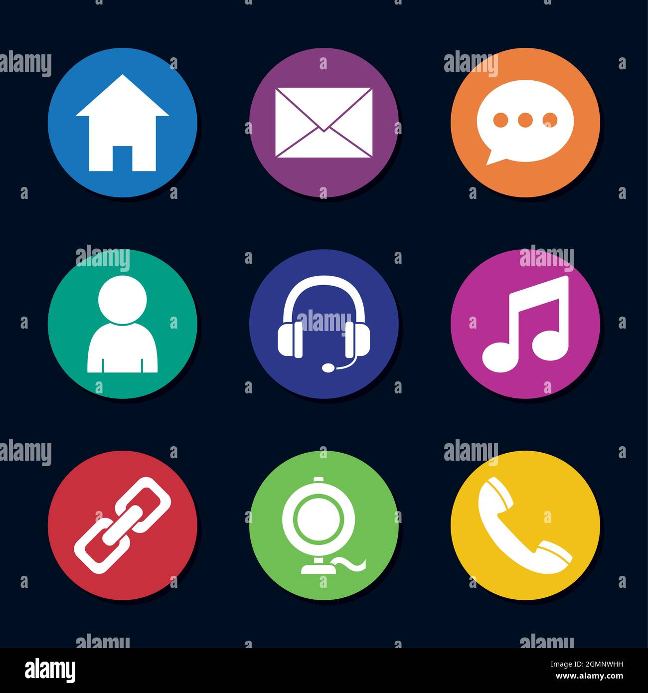 multimedia icon set on black background Stock Vector Image & Art - Alamy