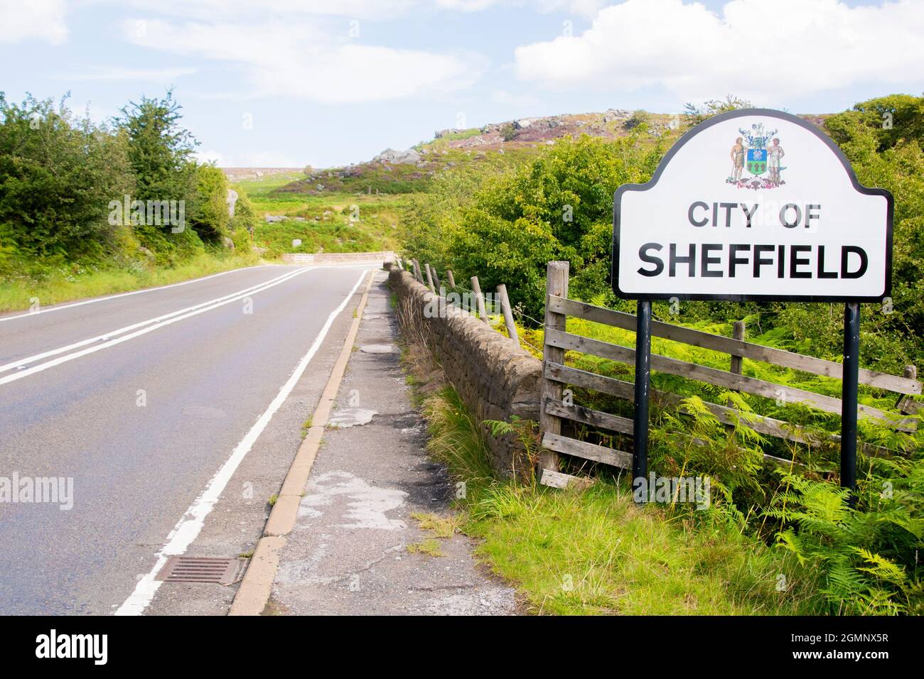 Derbyshire UK – 20 Aug 2020: The City of Sheffield signpost on the ...