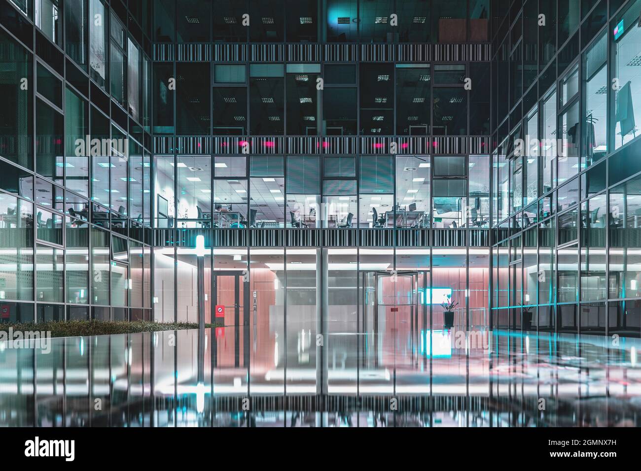 Office windows at night. Corporate building. Concept for employment ...