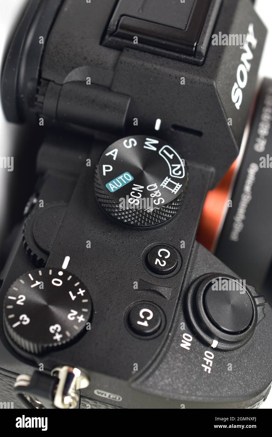 Delhi, India - September 7, 2020: Sony camera dial, a7iii full frame ...