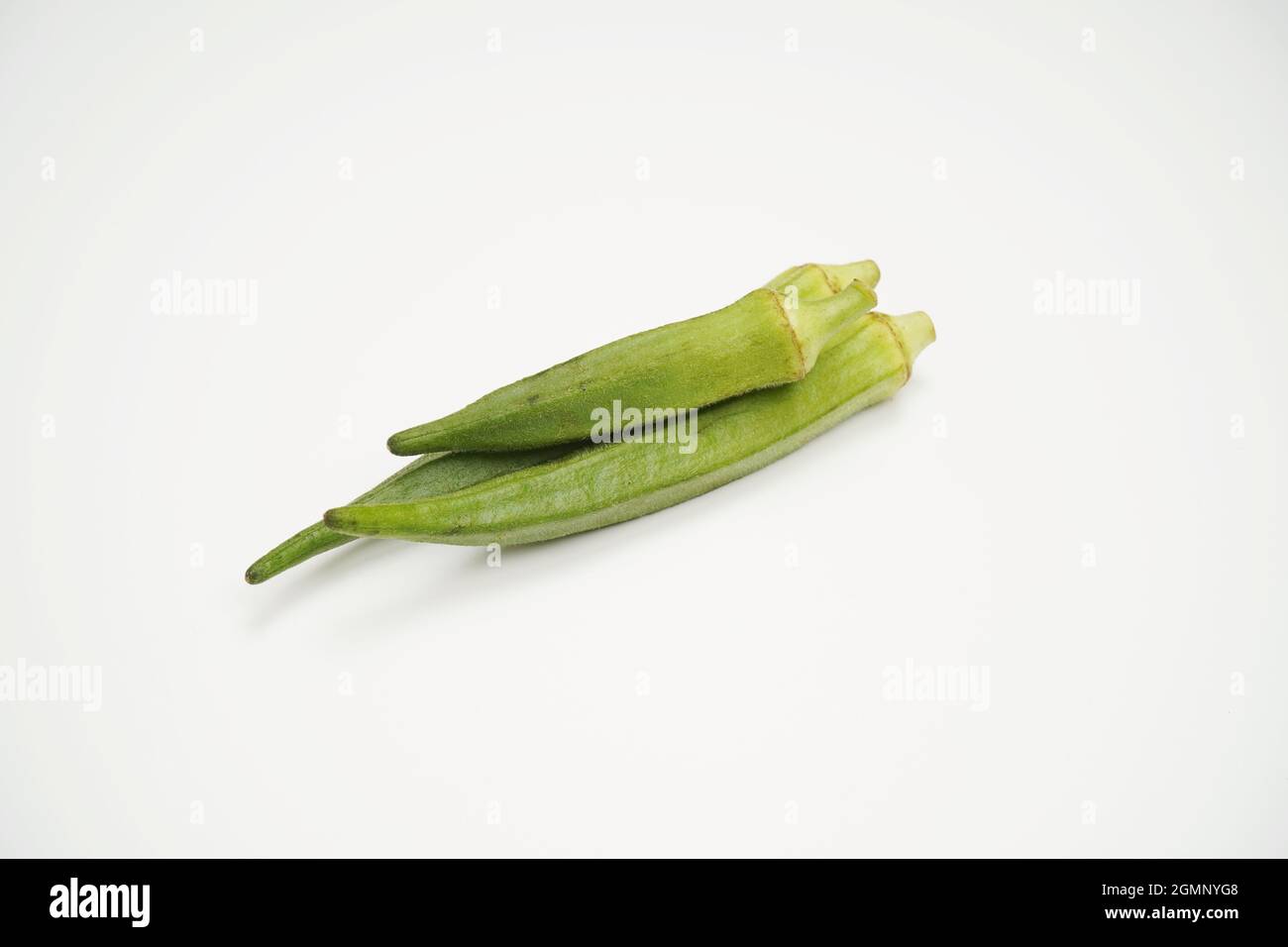 Okra Isolated on White Background Stock Photo - Alamy