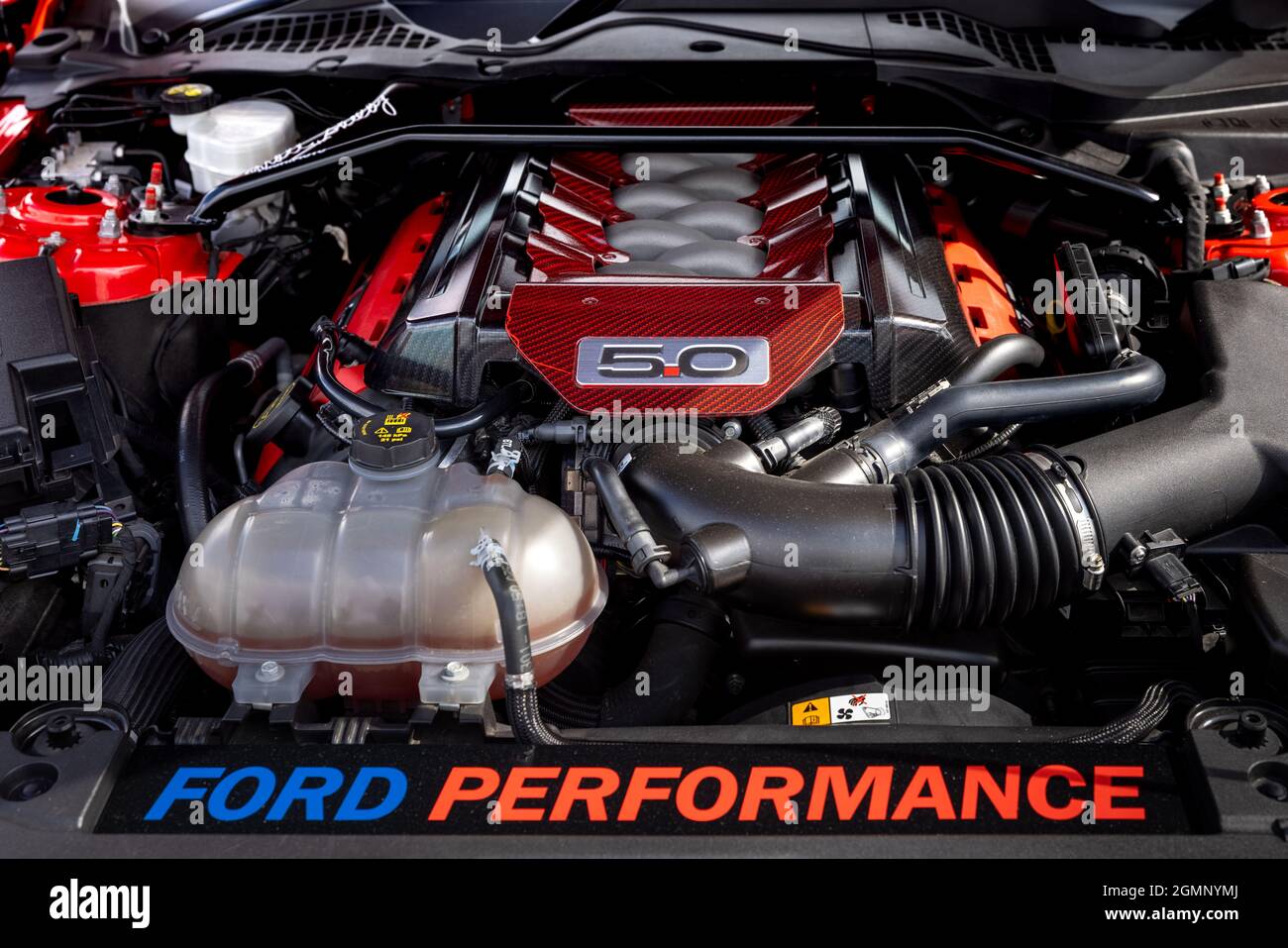 Ford Mustang 5.0 litre engine Stock Photo - Alamy