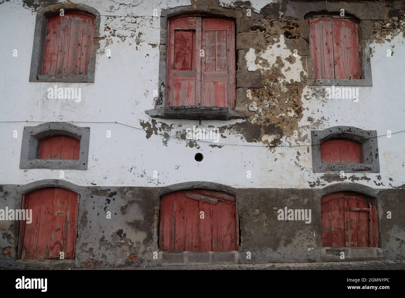 Facade of ancient palace in Angra do Heroismo, Terceira island, Azores ...