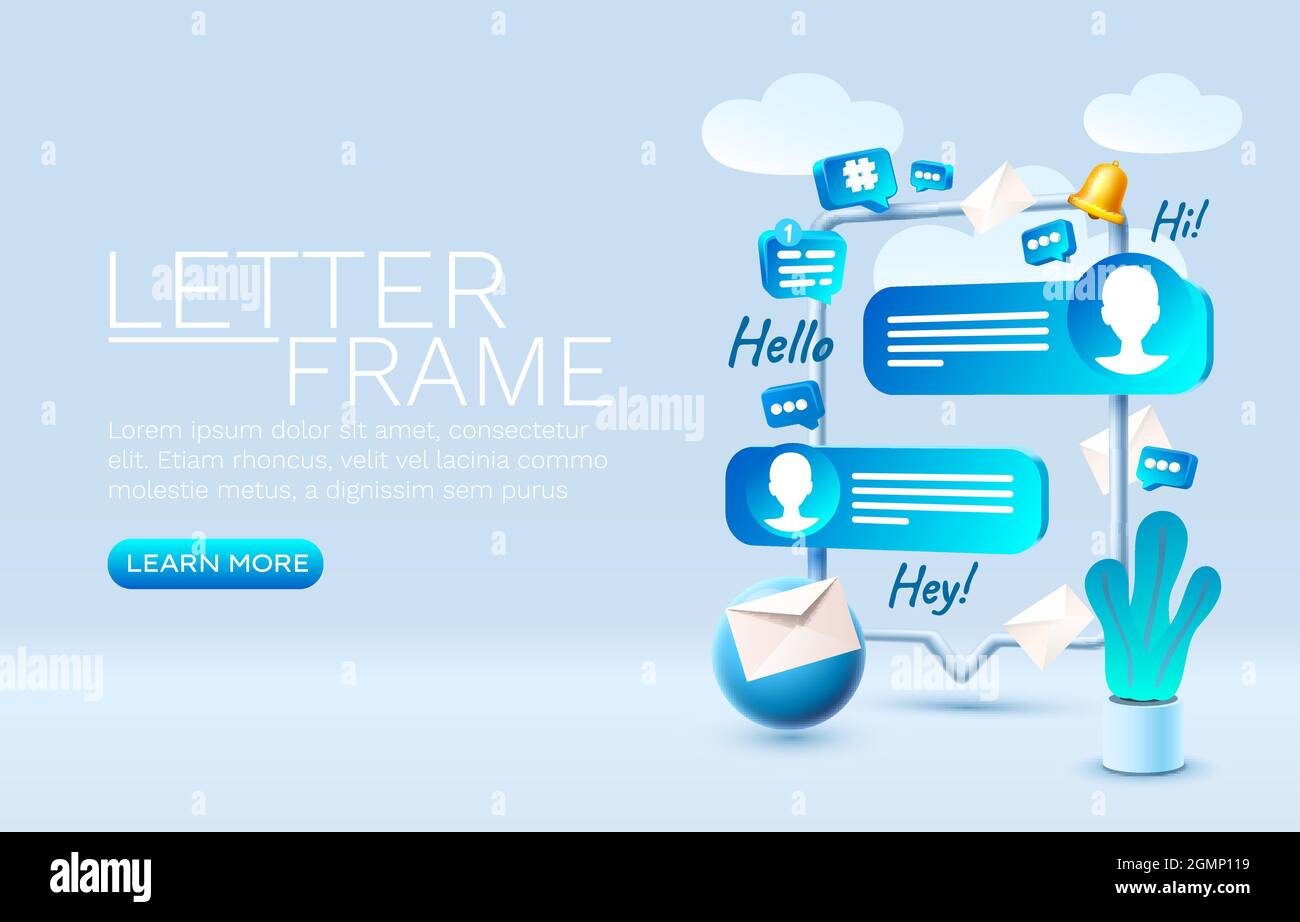 Letter chat smartphone mobile screen, technology mobile display. Vector ...