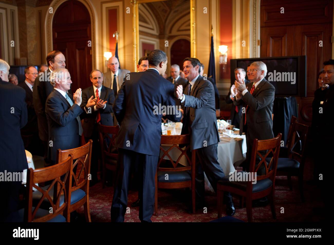 President Barack Obama attends a lunch with Senate Republicans on ...