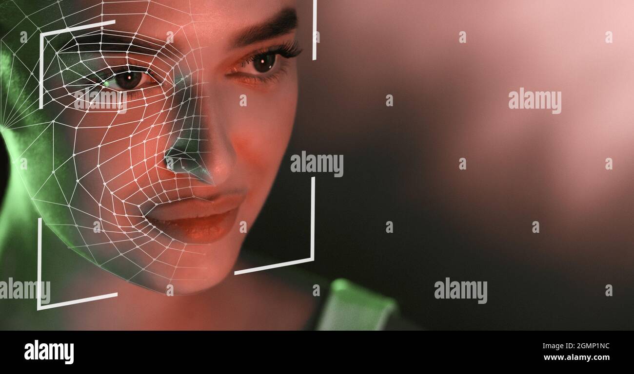 Young woman having face scanning, face id Stock Photo - Alamy