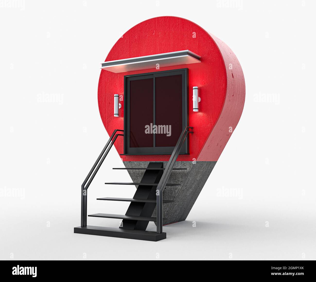 Navigator pin locator. Red concreate stairs Stock Photo - Alamy