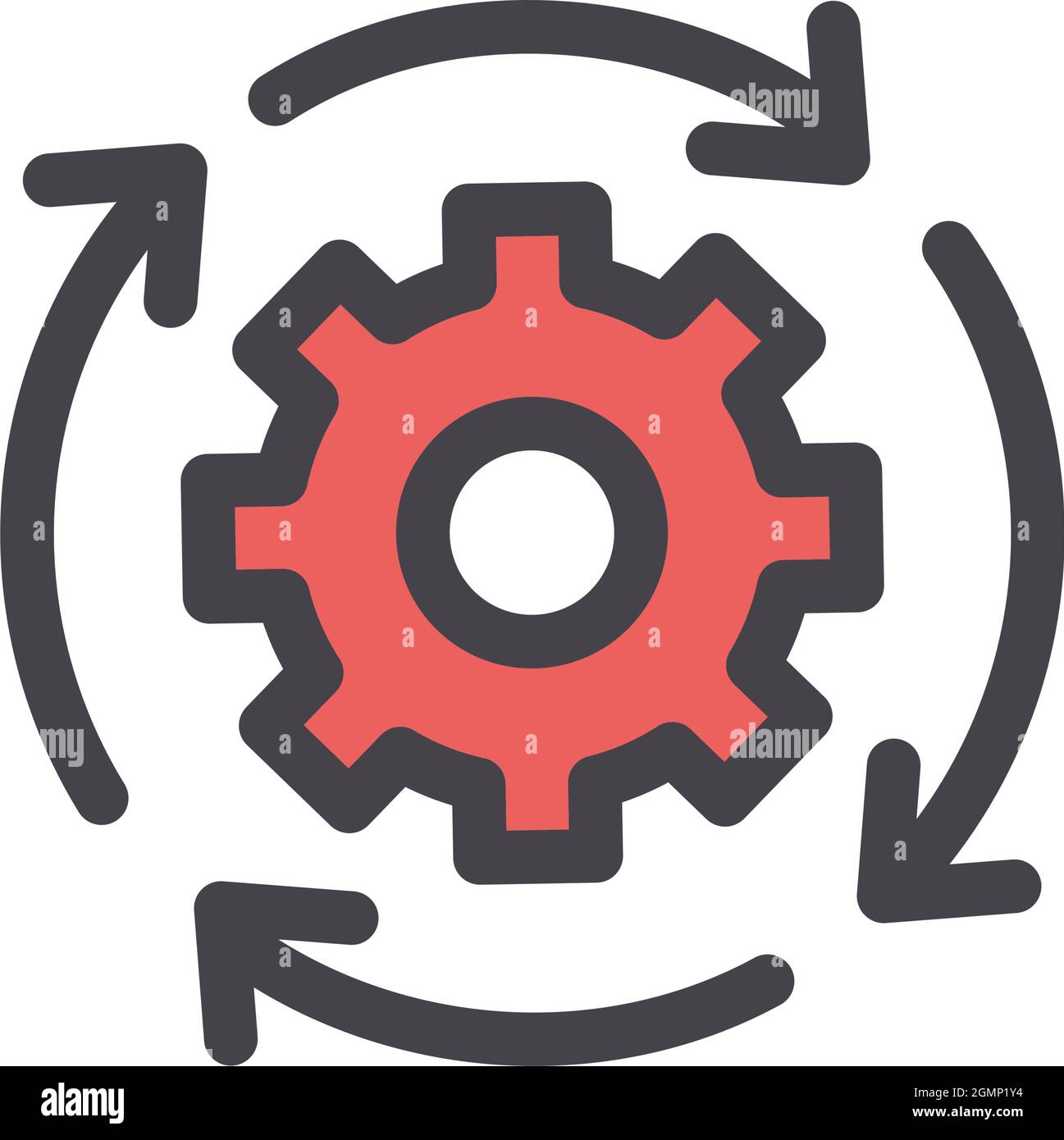 gear with arrows on white background Stock Vector Image & Art - Alamy