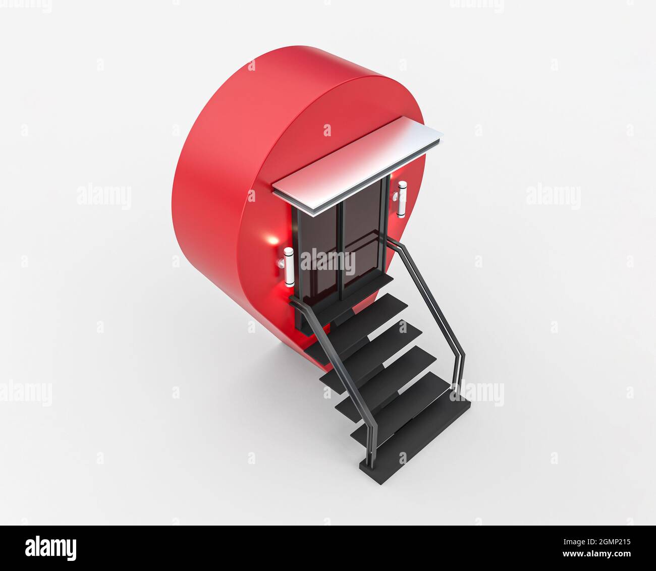 Red Navigator pin locator. stairs light empty space Creative GPS map ...