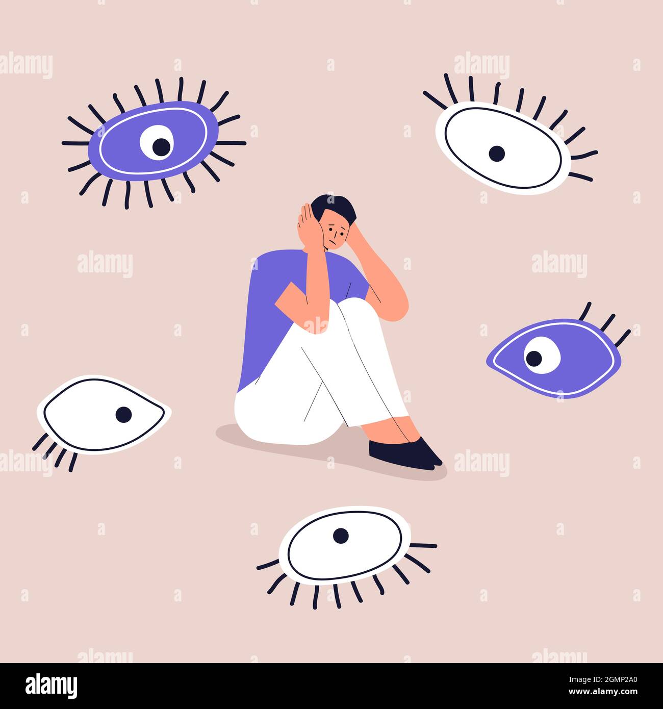 Concept of paranoia, persecution mania, phobias and mental disorders. A ...