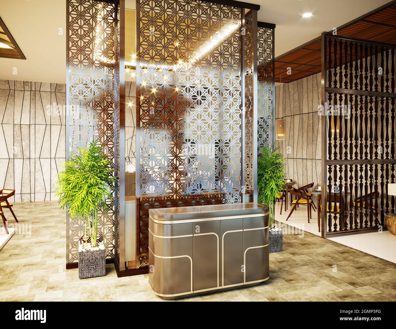 3d render cafe restaurant interior Stock Photo - Alamy