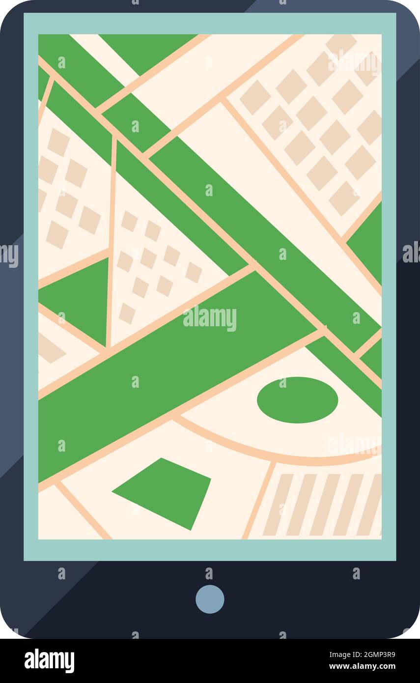 map with streets in smartphone on white background Stock Vector Image ...