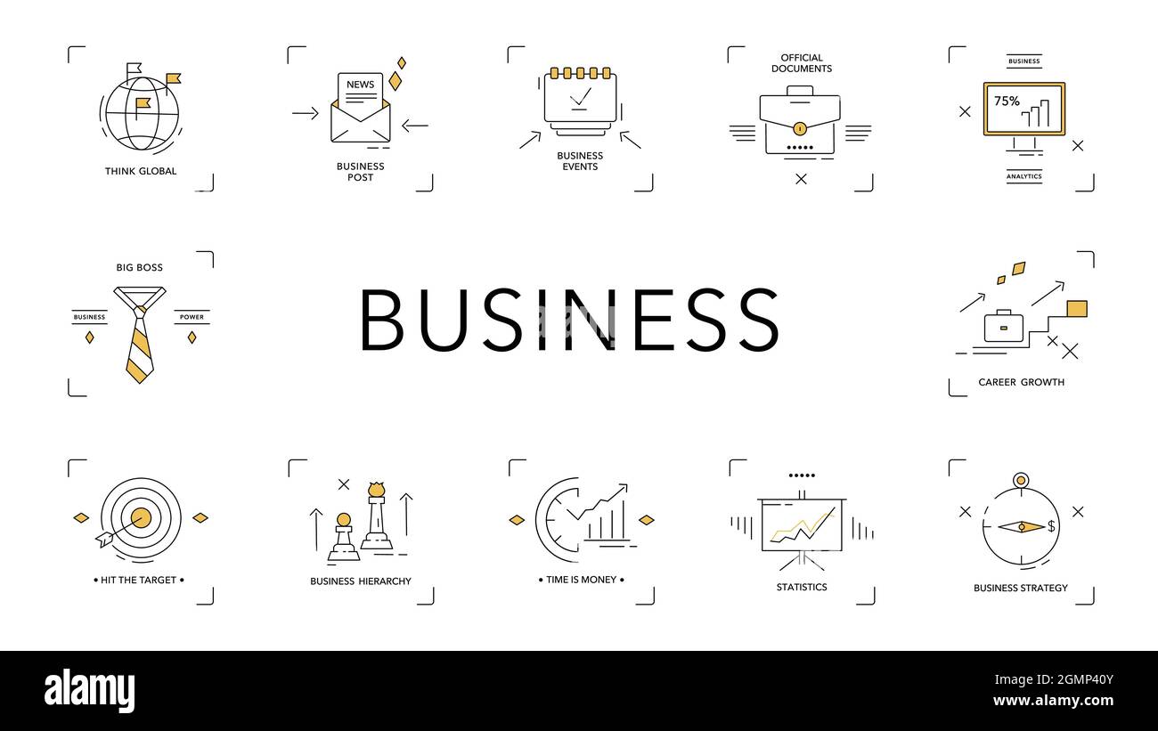Vector illustration of management hand drawn business symbols Stock ...