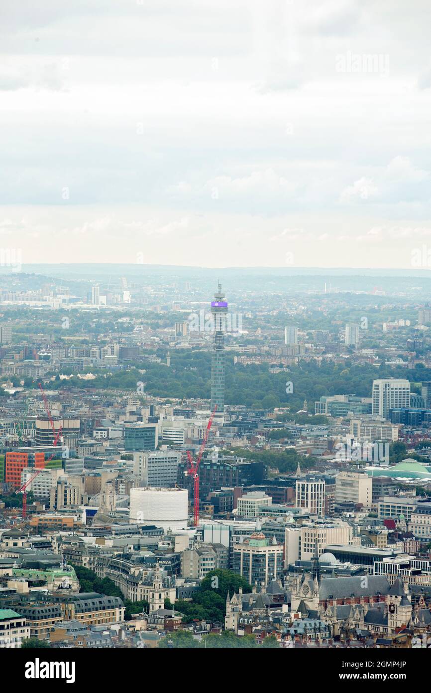 The BT tower in the distance with London city centre in the frame taken ...