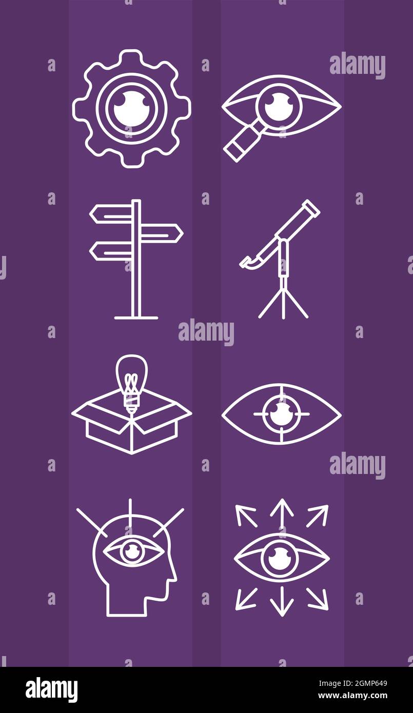 vision symbol collection on purple background Stock Vector Image & Art ...