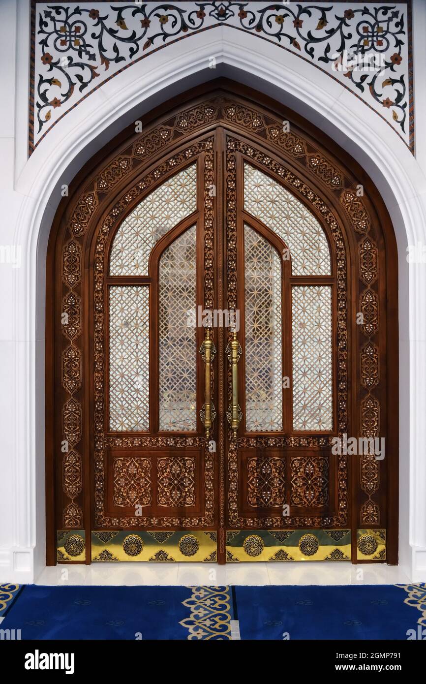 White Mosque in Shali interiors. Chechnya Republic. Russia. Prophet ...
