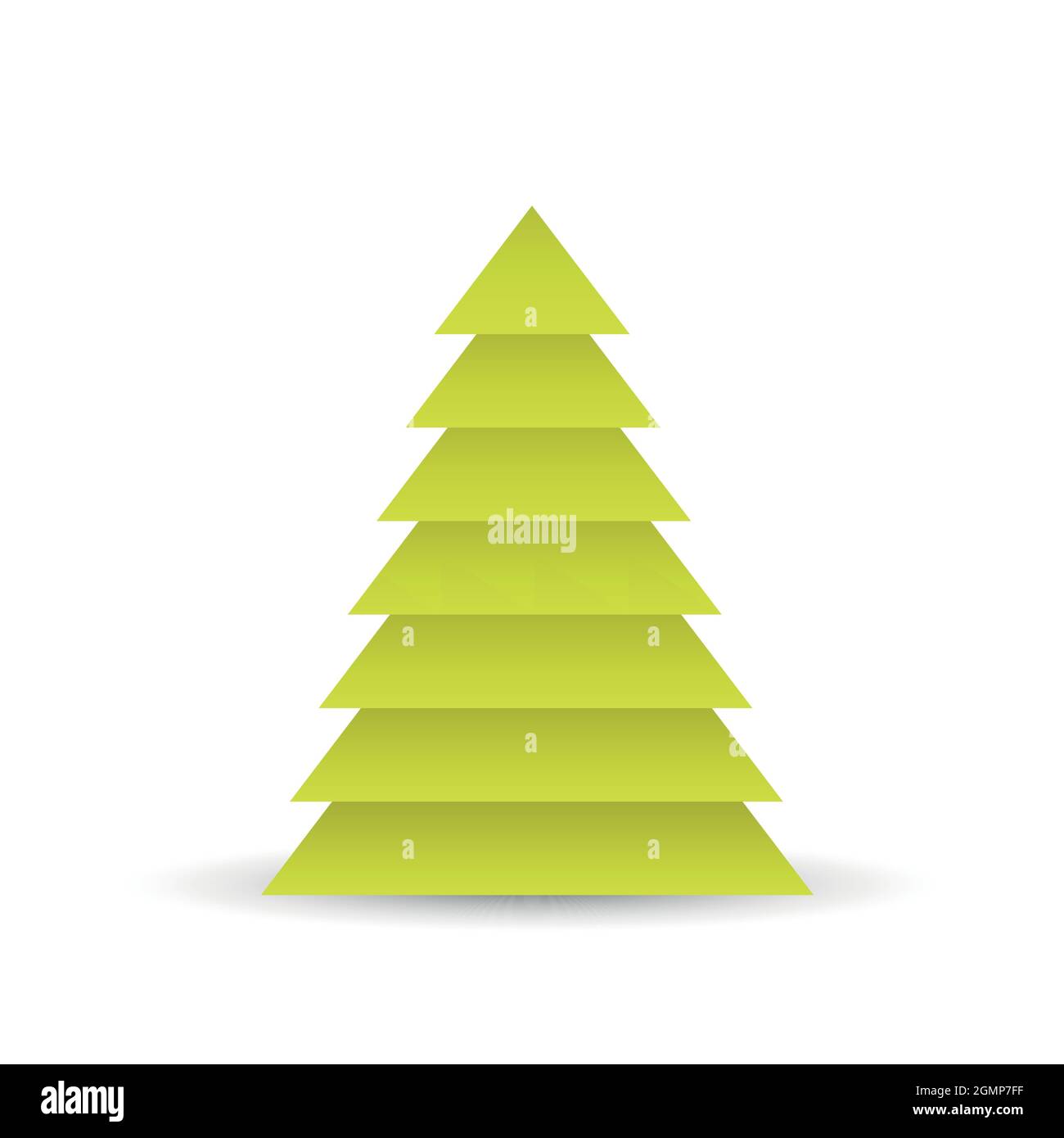 Christmas tree of green layered triangles on white background. 3D ...