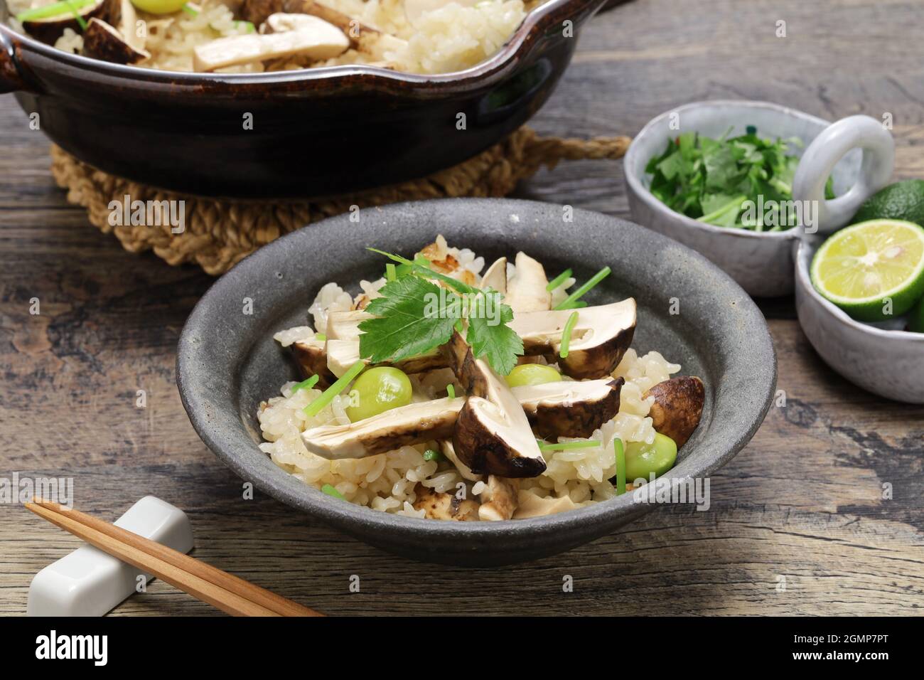 Matsutake Gohan( boiled rice with matsutake mushrooms ), Japanese ...