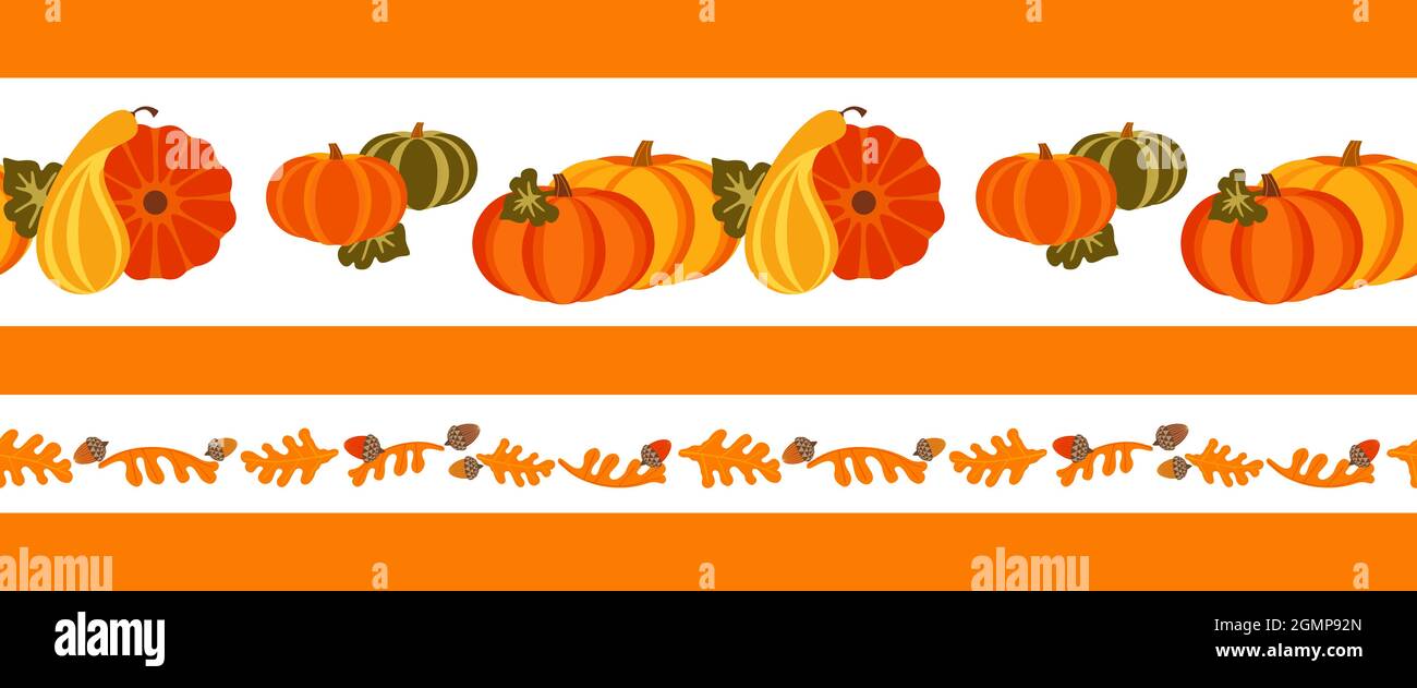 Autumn Fall Season Farm crop seamless vector border Stock Vector Image ...