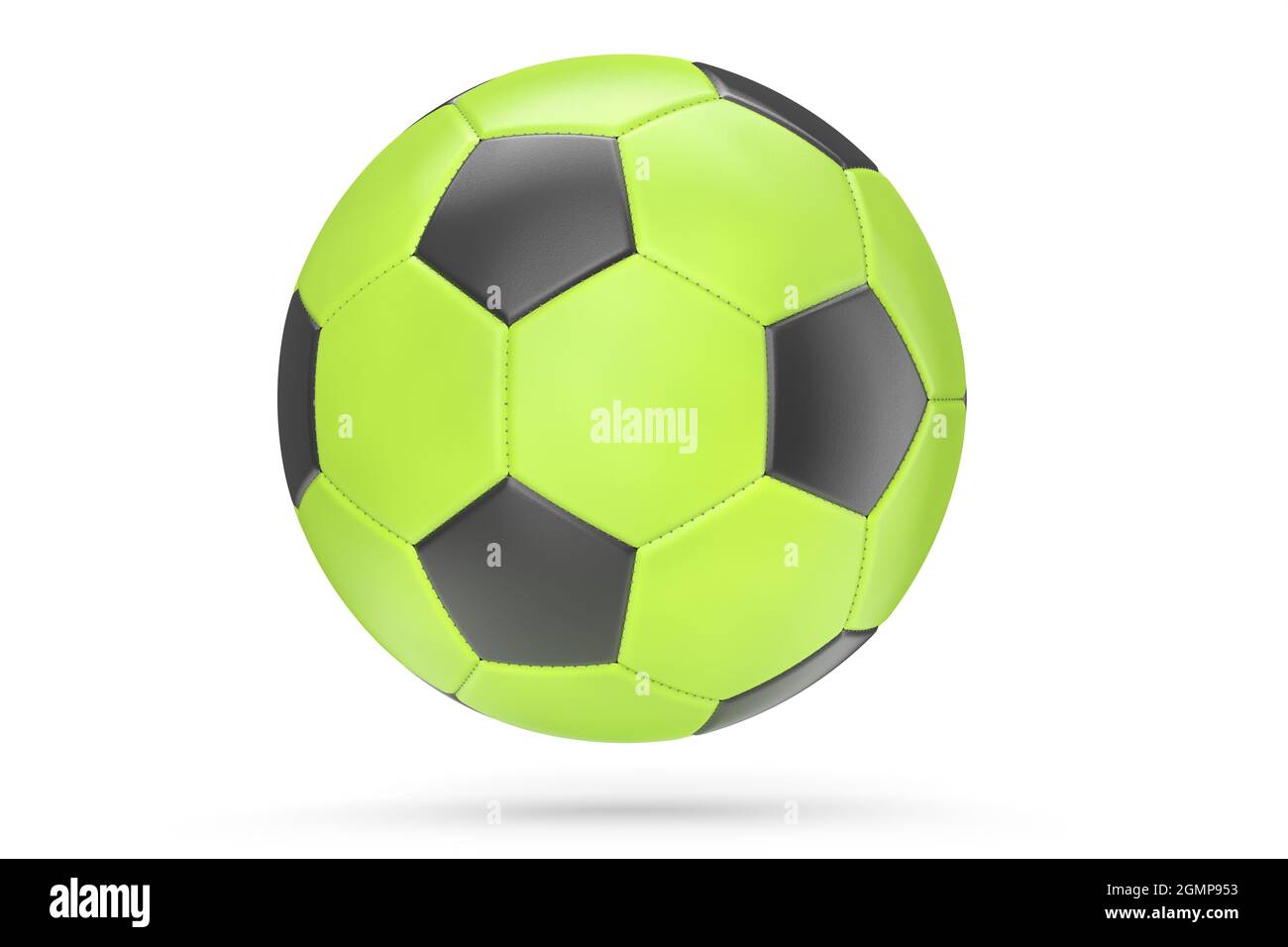 Green soccer or football ball isolated on white background. 3d ...