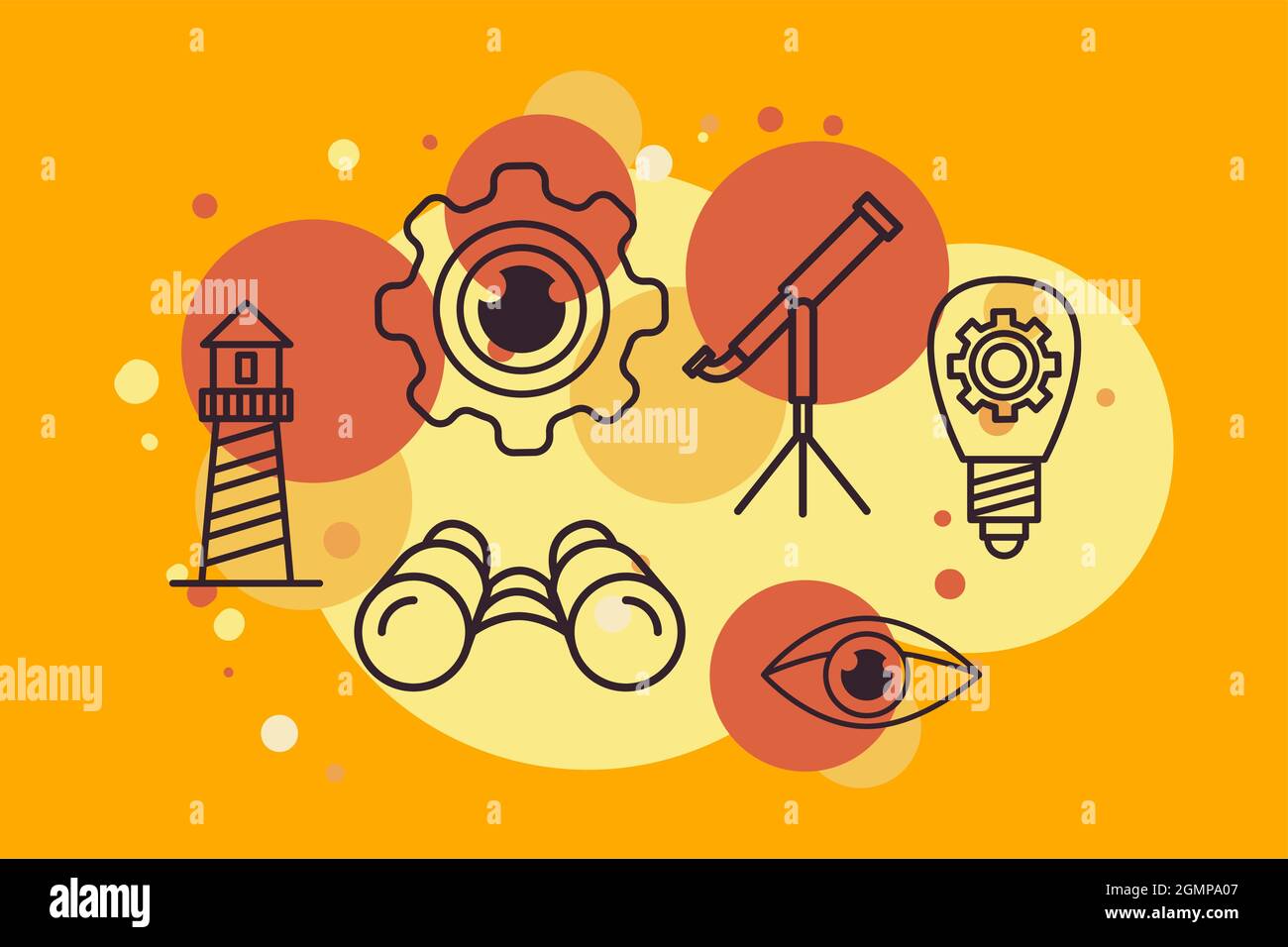 vision symbol group on orange background Stock Vector Image & Art - Alamy
