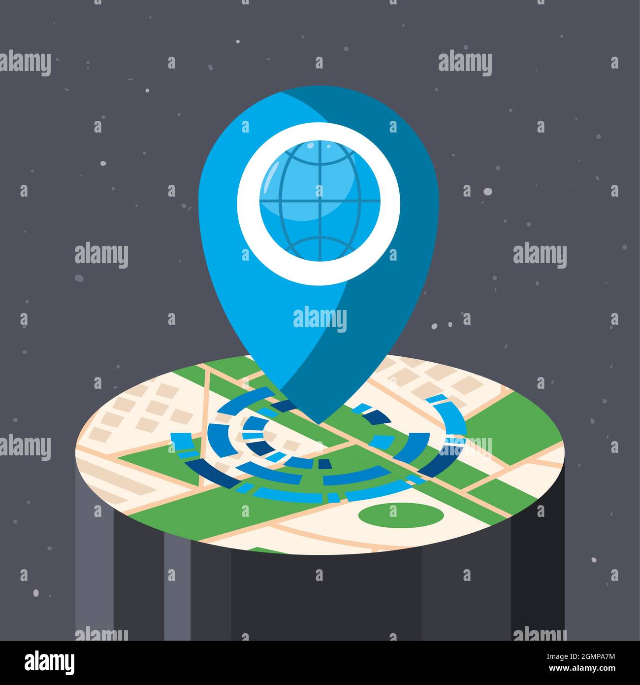 gps mark over map on gray background Stock Vector Image & Art - Alamy