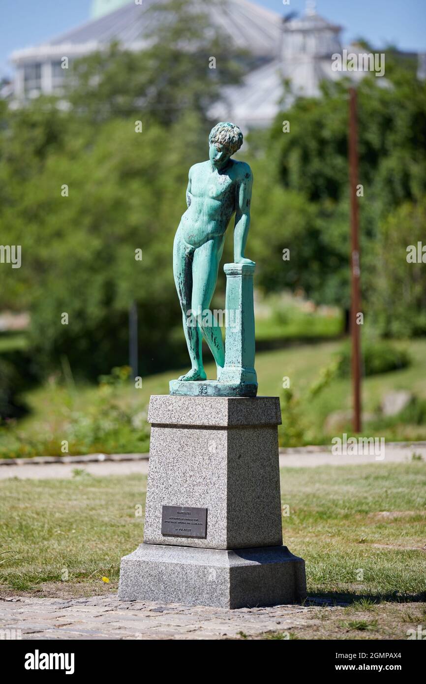 Narcissus leaning on a pillar, bronze statue (original by Polykleitos ...
